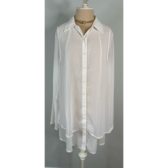 Miilla | Tops | Miilla Semi Sheer White Button Down Blouse Size L ...